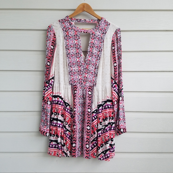 Free People | Dresses | Never Worn Fp Drop Waist Pink Pattern Dress ...